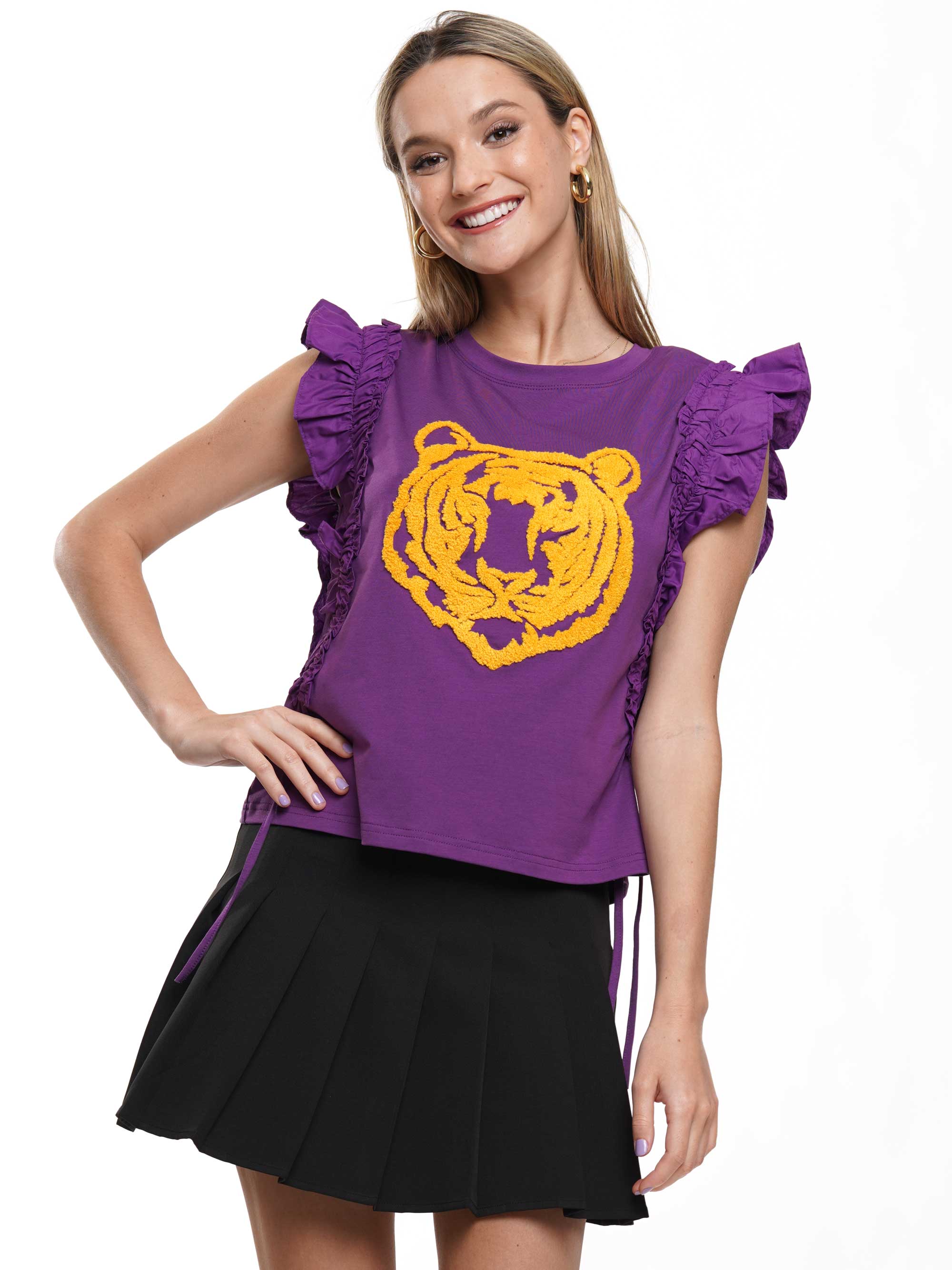 Tiger gameday top with ruffle sleeves – WHY DRESS